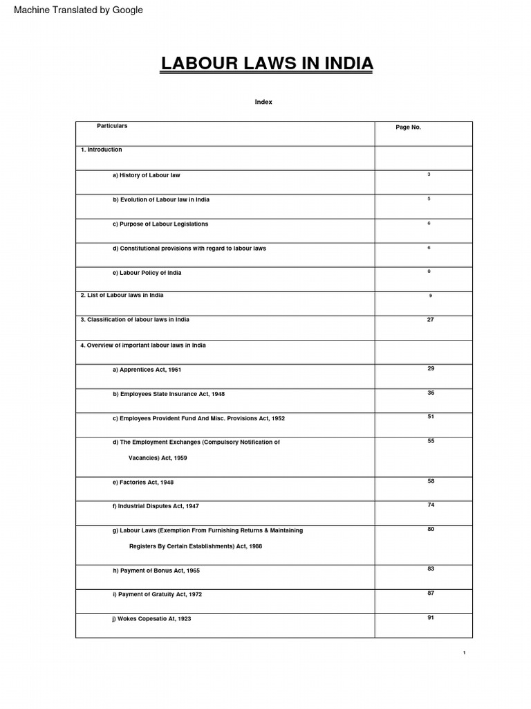 Labour Laws in India | PDF | Labour Law | International Labour Organization