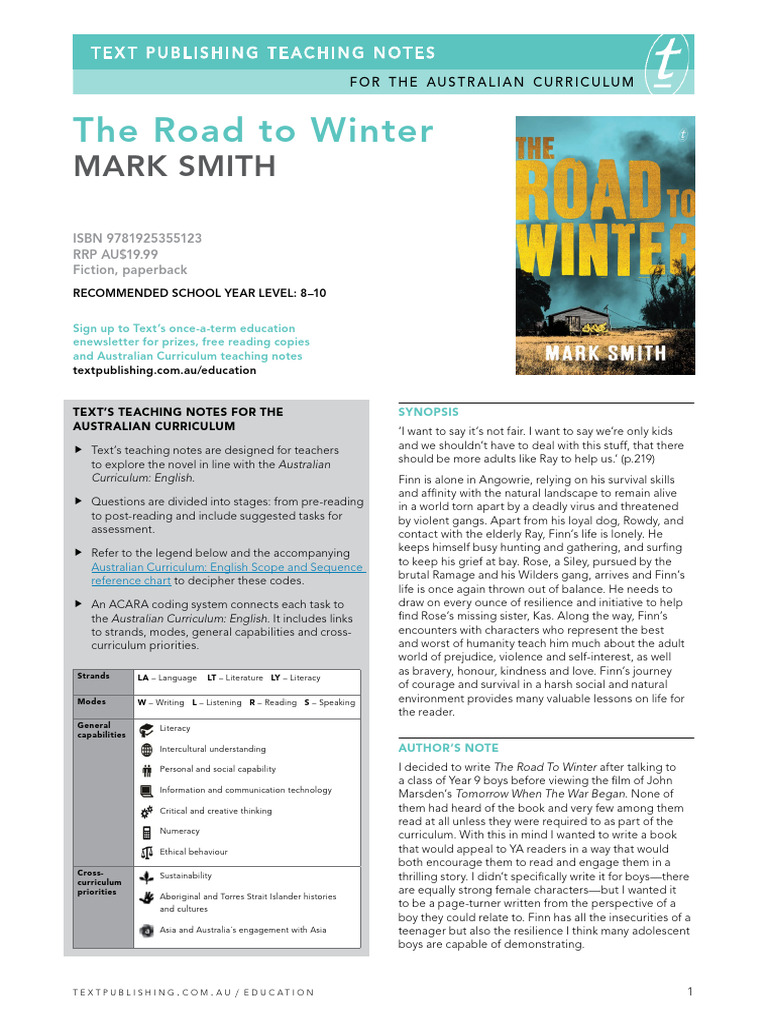 The Road To Winter Teachers Notes | PDF | Literacy