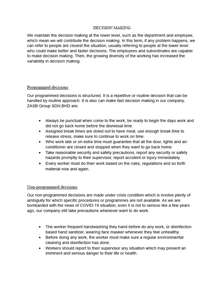DECISION MAKING | PDF | Decision Making | Business