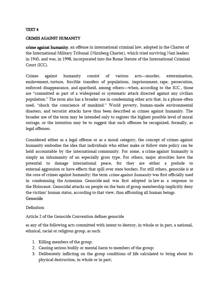 Crimes Against Humanity Overview | PDF | Genocides | Crimes Against Humanity