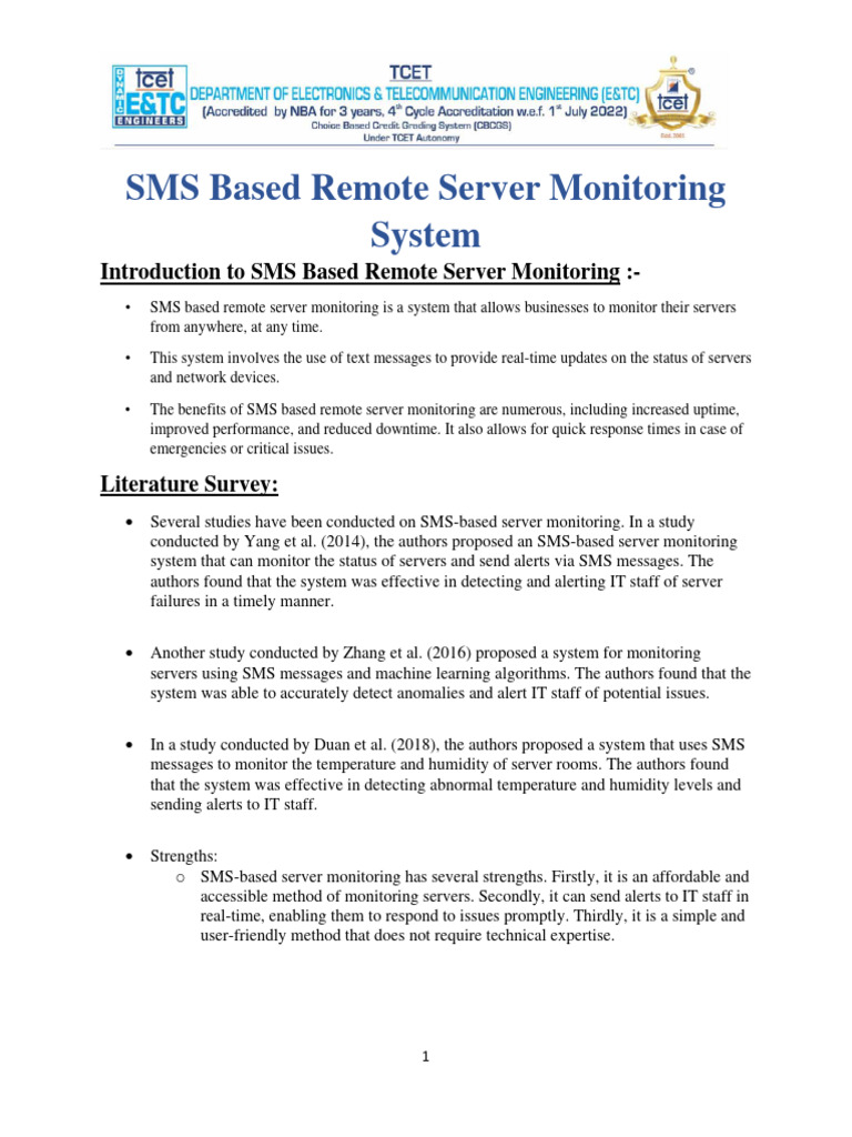 SMS Based Remote Server Monitoring System | PDF