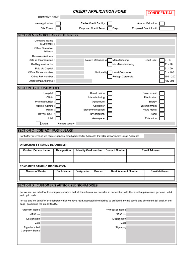 Opening Credit Application Form-MBF Management Sdn Bhd | PDF | Accounts Payable | Credit
