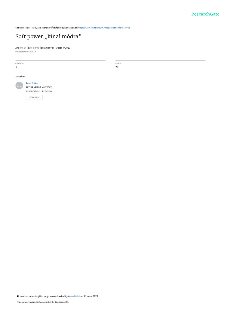 Soft Power Kínai Módra" | PDF