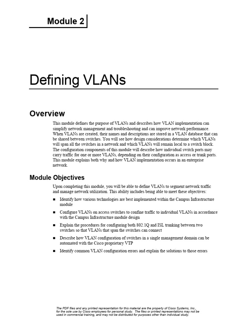 BCMSN Volume2 Defining Vlans | PDF | Computer Network | Network Switch