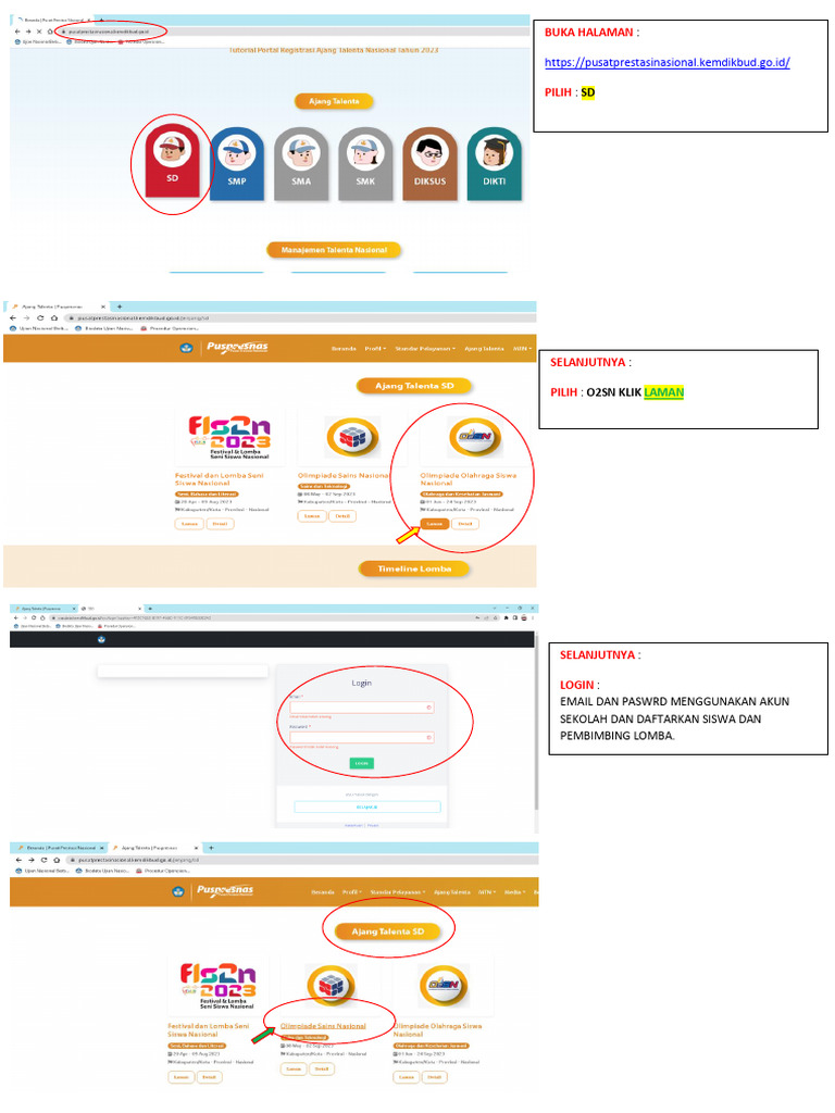 Panduan Pendaftaran O2sn SD 2023 | PDF