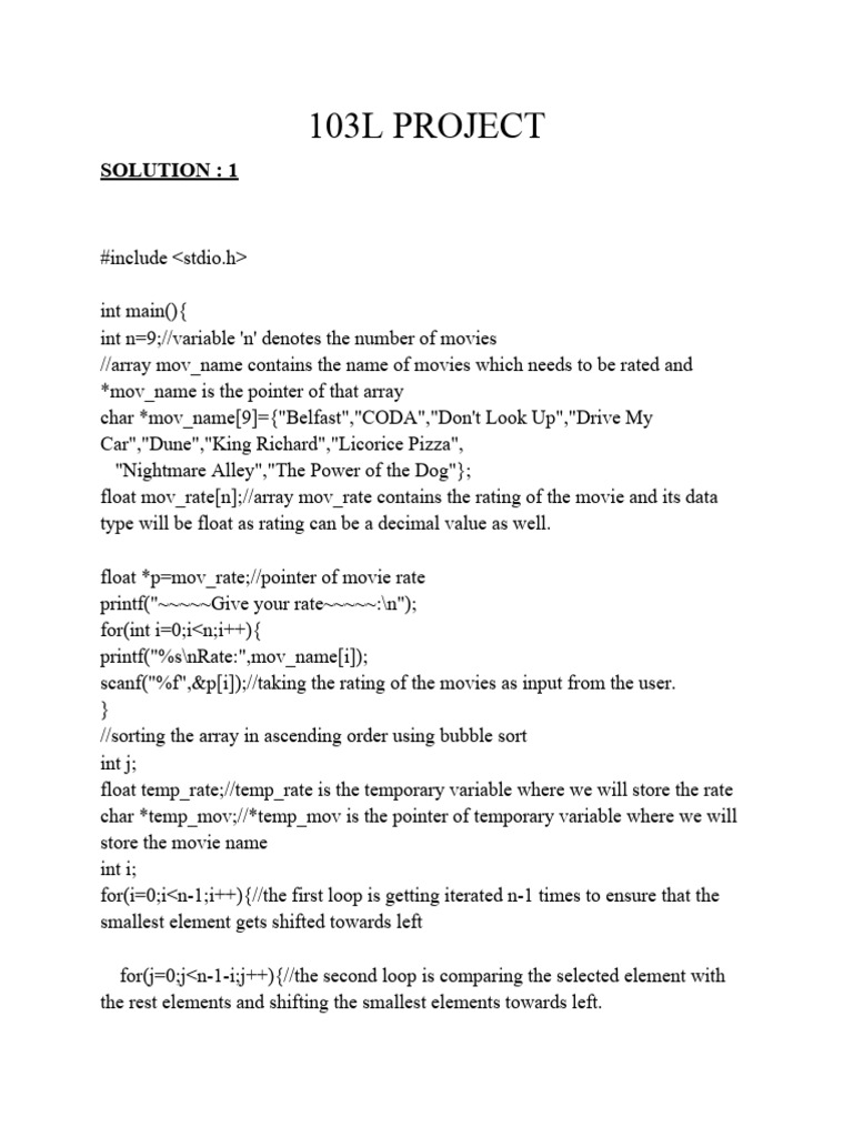 103L Project 5 | PDF | Pointer (Computer Programming) | Menu (Computing)
