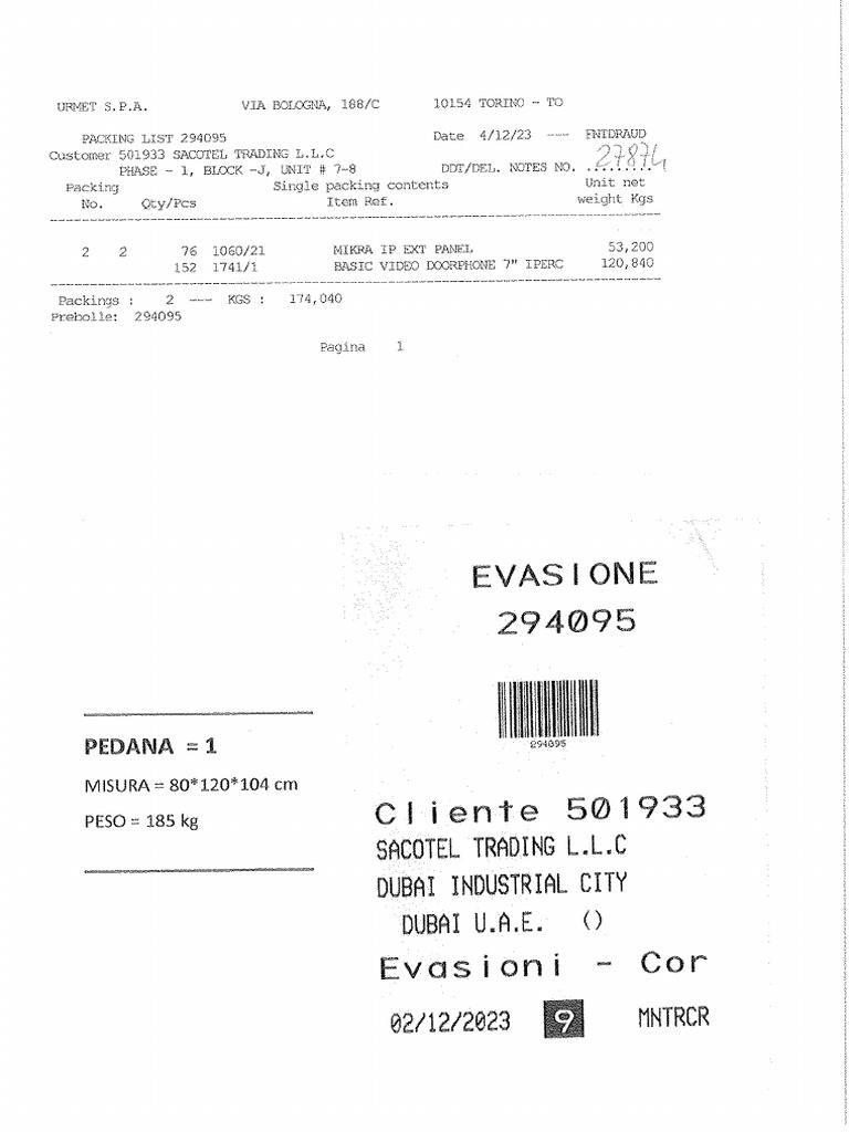 FT 1579 Packing List | PDF