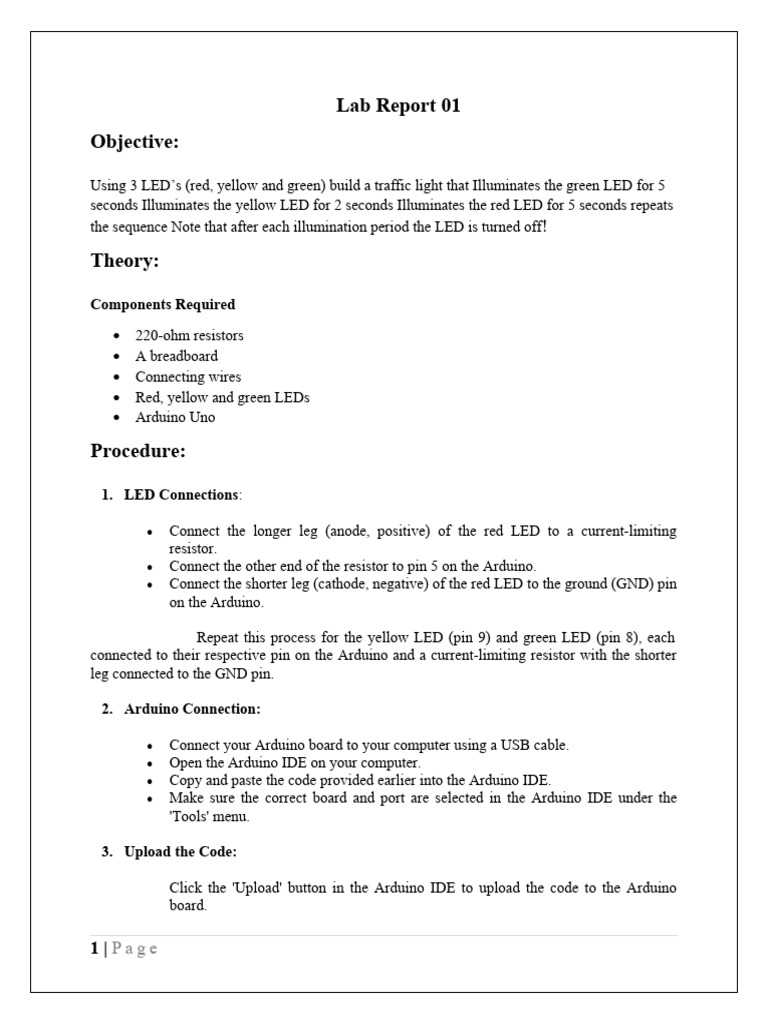 Lab 1 Precsion Engineering | PDF | Arduino | Light Emitting Diode