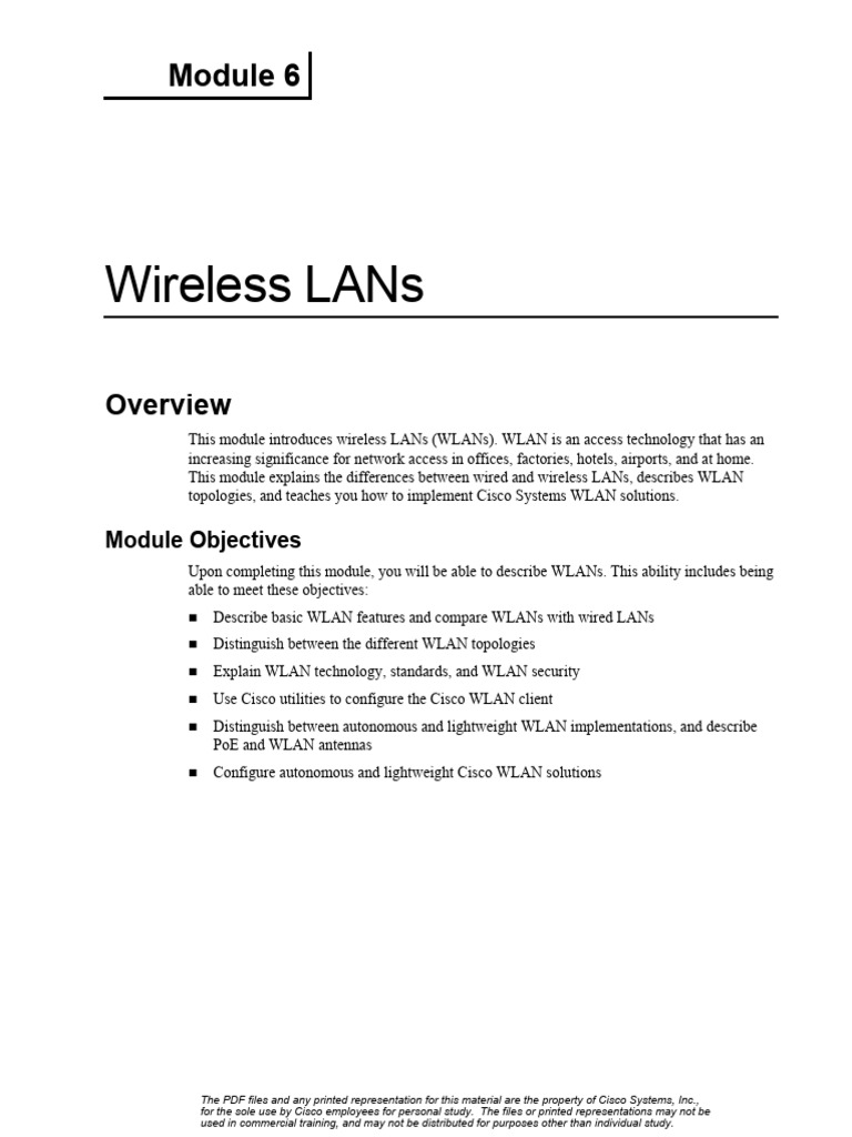 BCMSN Volume6 Wireless LANs | PDF | Wireless Lan | Ieee 802.11