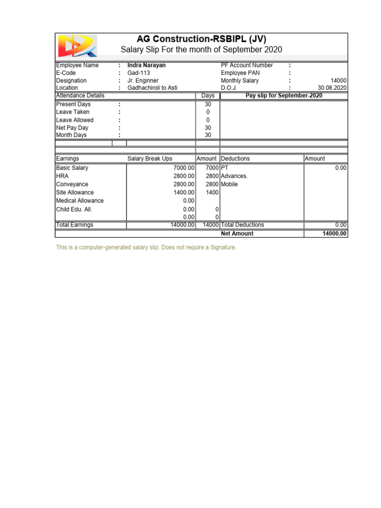 Salary Slip (Indra) | PDF | Employment Compensation | Taxation