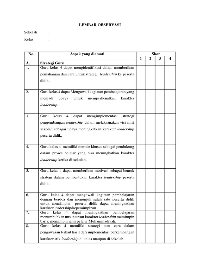 Lembar Observasi | PDF | Karier & Perkembangan | Pengembangan Diri