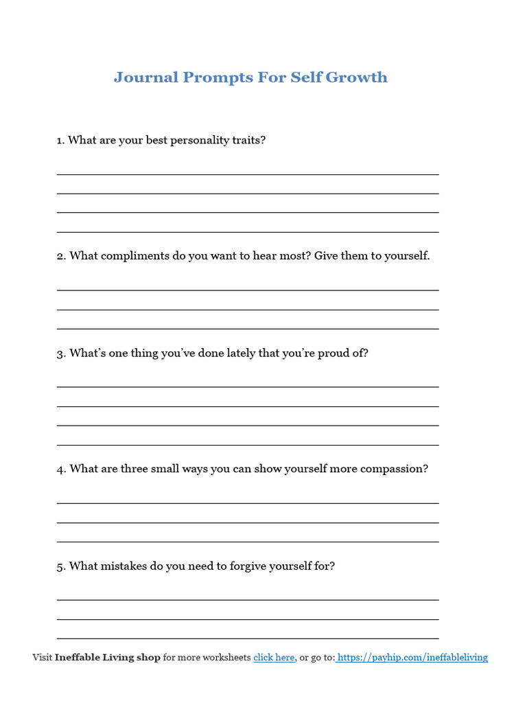 Self-Growth Journal Prompts Guide | PDF | Career & Growth | Lifestyle