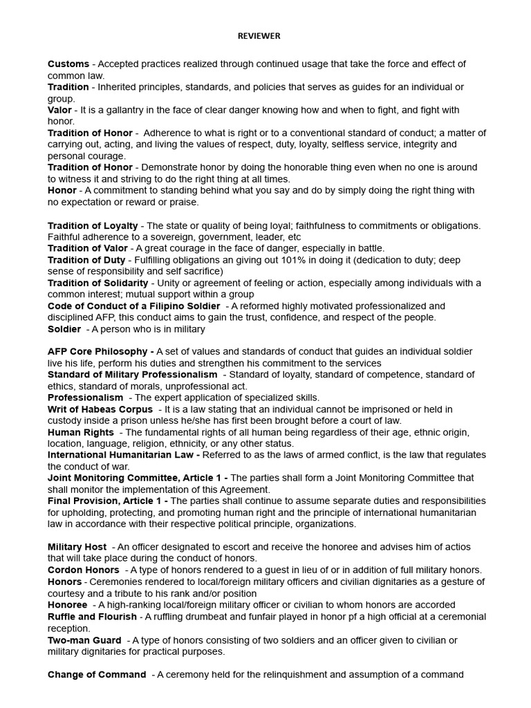 ROTC Reviewer | PDF | Traditions | Courage