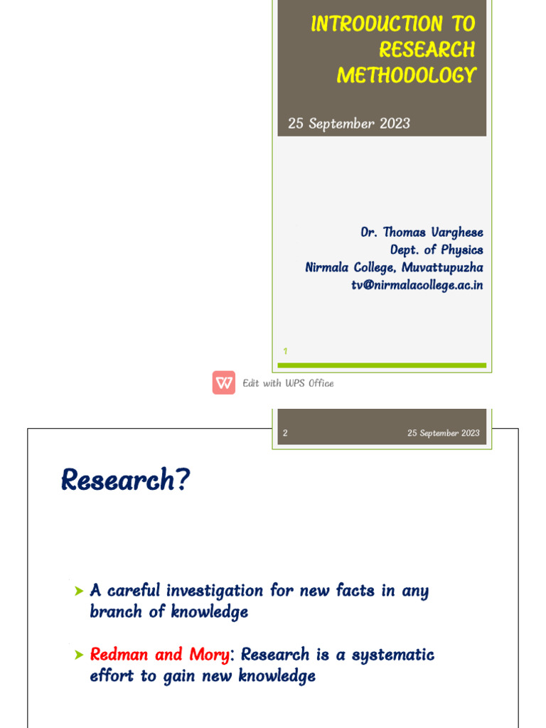 Introduction To Research Methodology 2020 | PDF | Science | Methodology