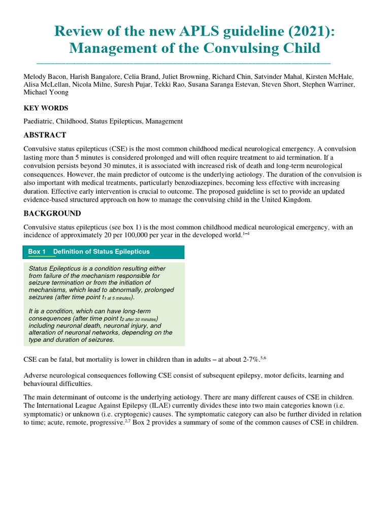 APLS 2021 Guidelines for Convulsing Children | PDF | Benzodiazepine ...