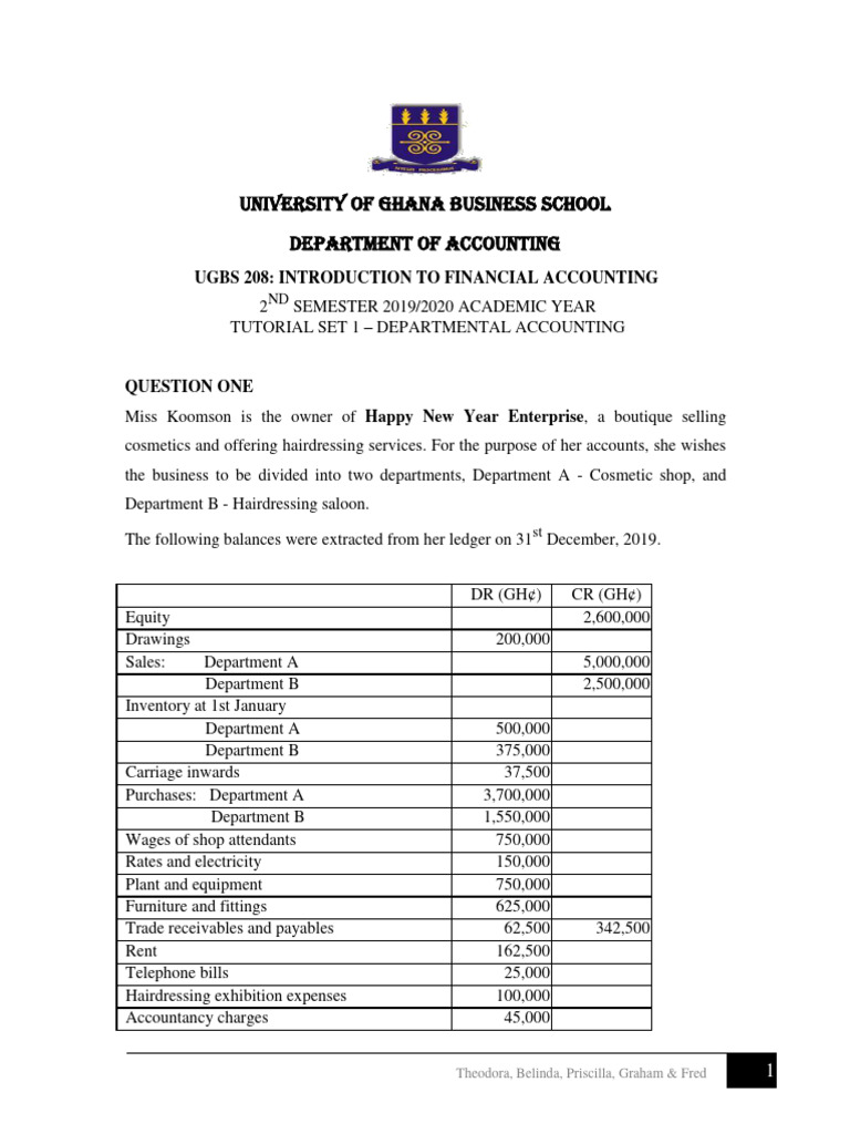 Set 1 - Departmental Accounting | PDF | Finance & Money Management