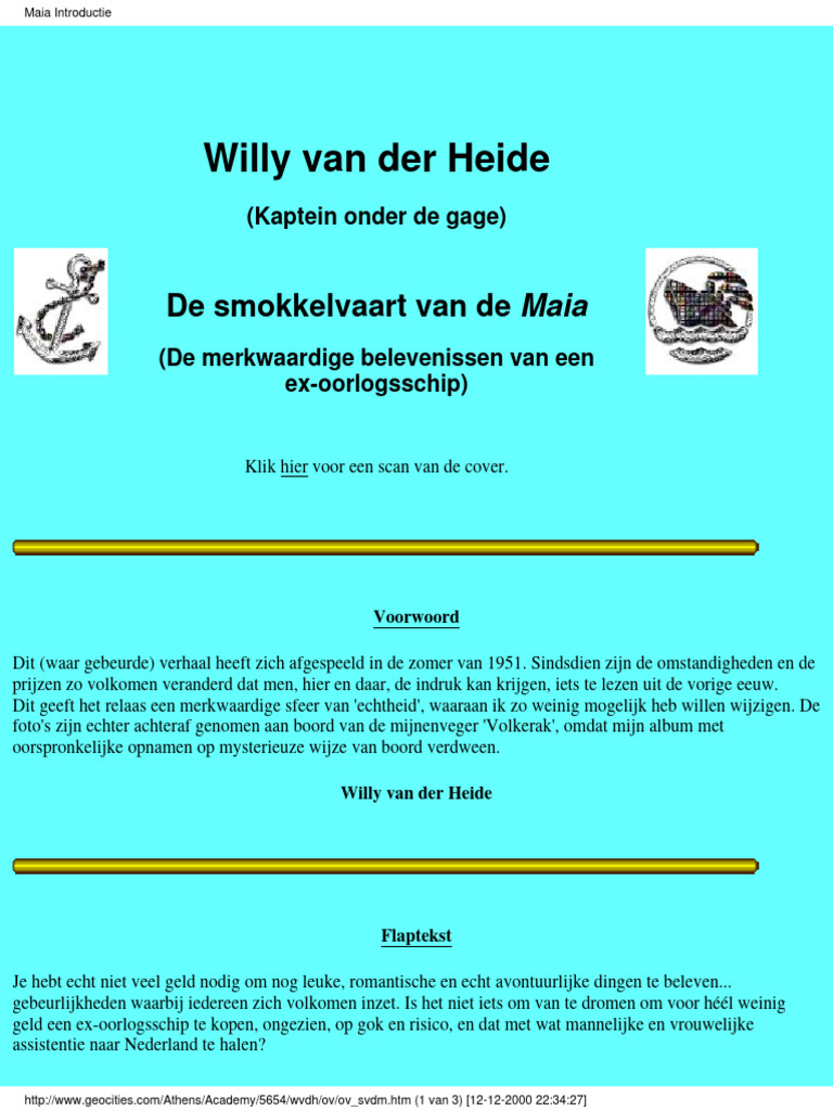 Heide, Willy Van Der - de Smokkelvaart Van de Maia (Boek) | PDF