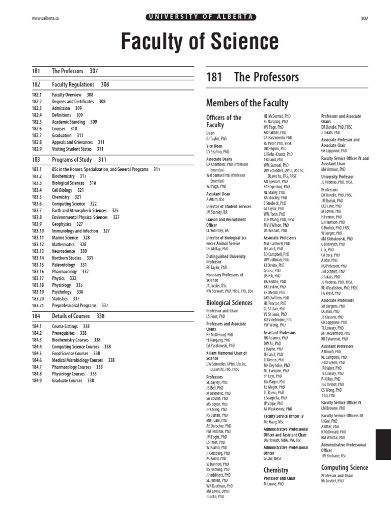 University of Alberta Science Faculty | PDF | Academic Degree ...