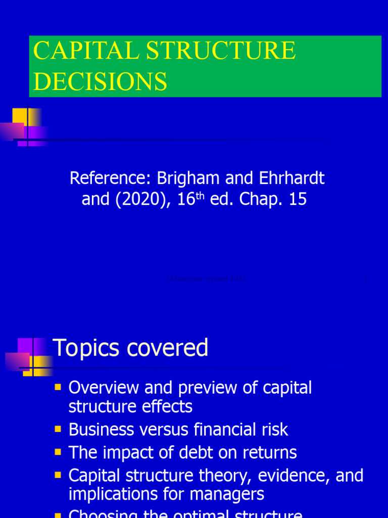 Capital Structure Decisions | PDF | Capital Structure | Stocks Capital Structure Decisions | PDF | Capital Structure | Stocks