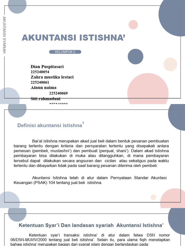 Akuntansi Akad Istishna dalam Syariah | PDF | Pengelolaan Keuangan & Uang