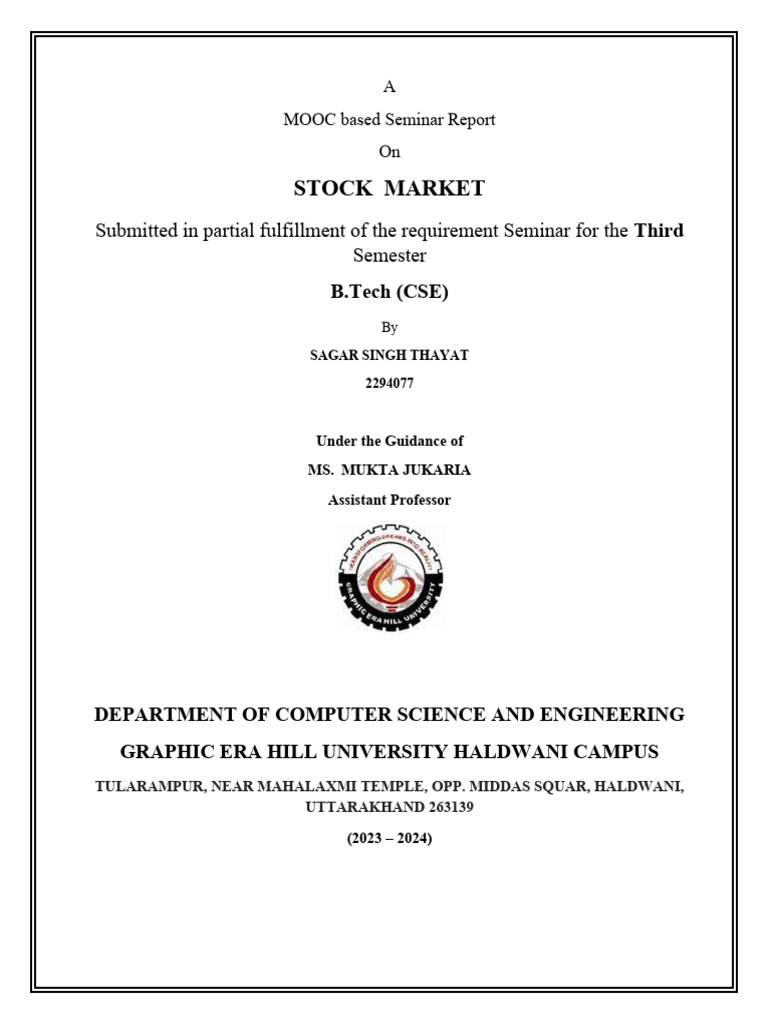 Sagar Mooc Report | Download Free PDF | Stocks | Financial Markets