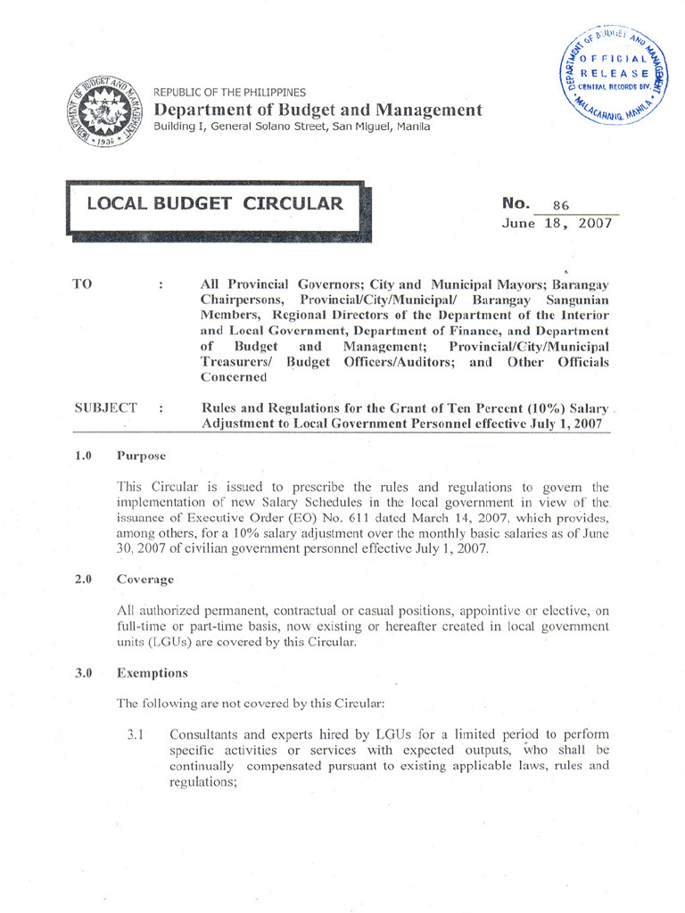 Local Budget Circular 86 | PDF
