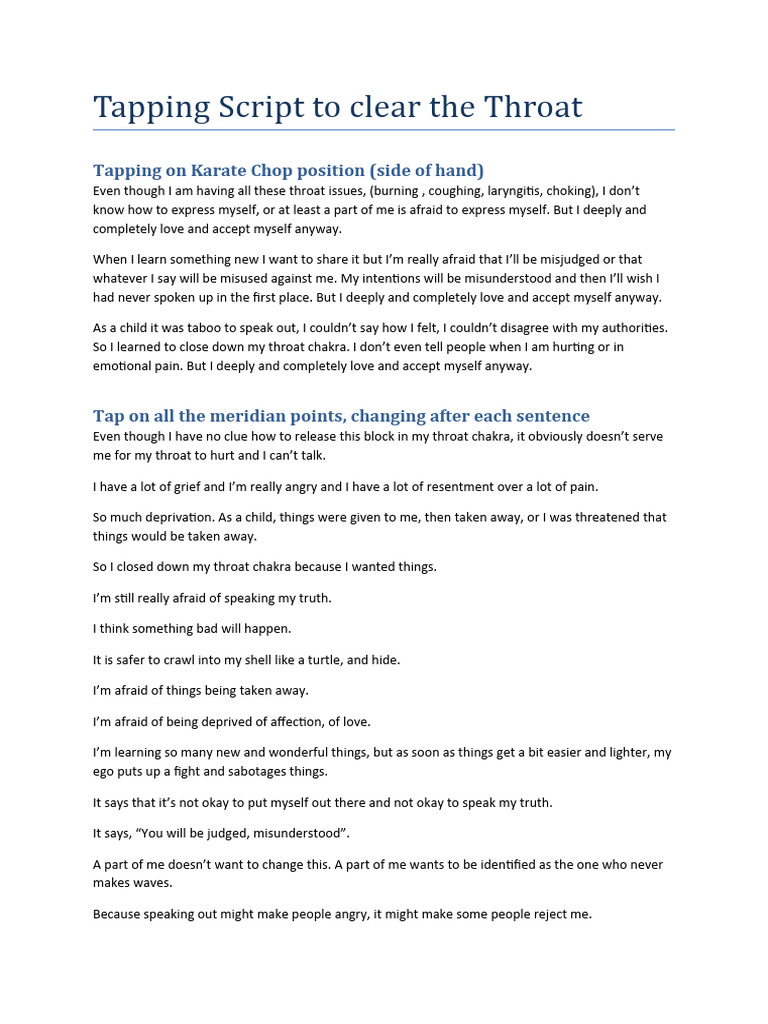 Tapping Script To Clear The Throat | PDF