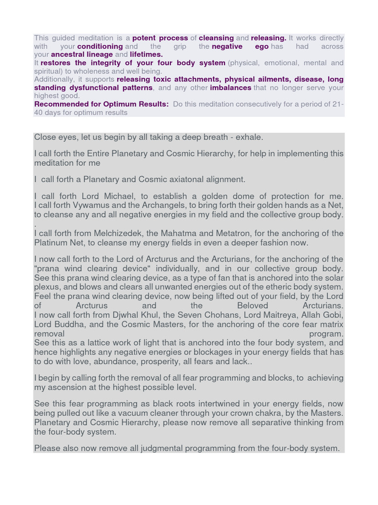 Cosmic Cleansing Meditation Guide | PDF | Ascended Master | Spirituality