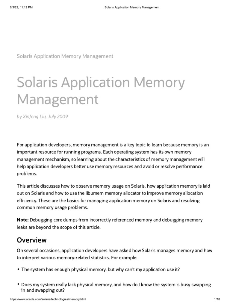 Solaris Application Memory Management | PDF | 64 Bit Computing | Computer Data