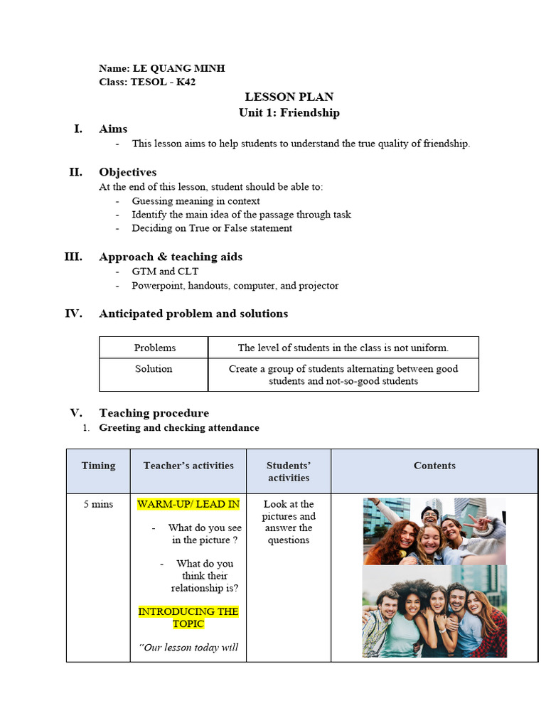 Lesson Plan - 2 Skills | PDF | Teachers | Cognitive Psychology