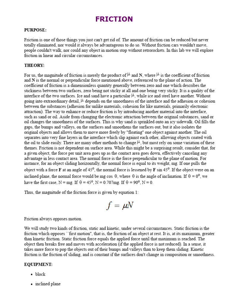 Friction | PDF | Friction | Force