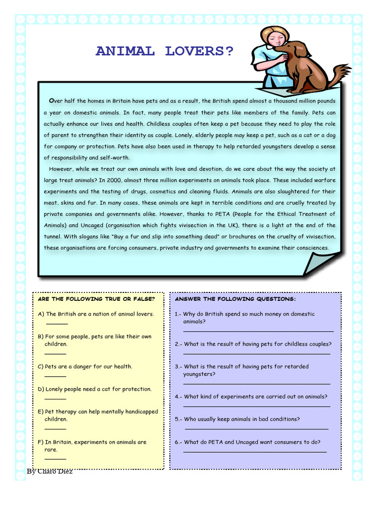 D Reading Comprehensionnn | PDF | Pet | People For The Ethical ...