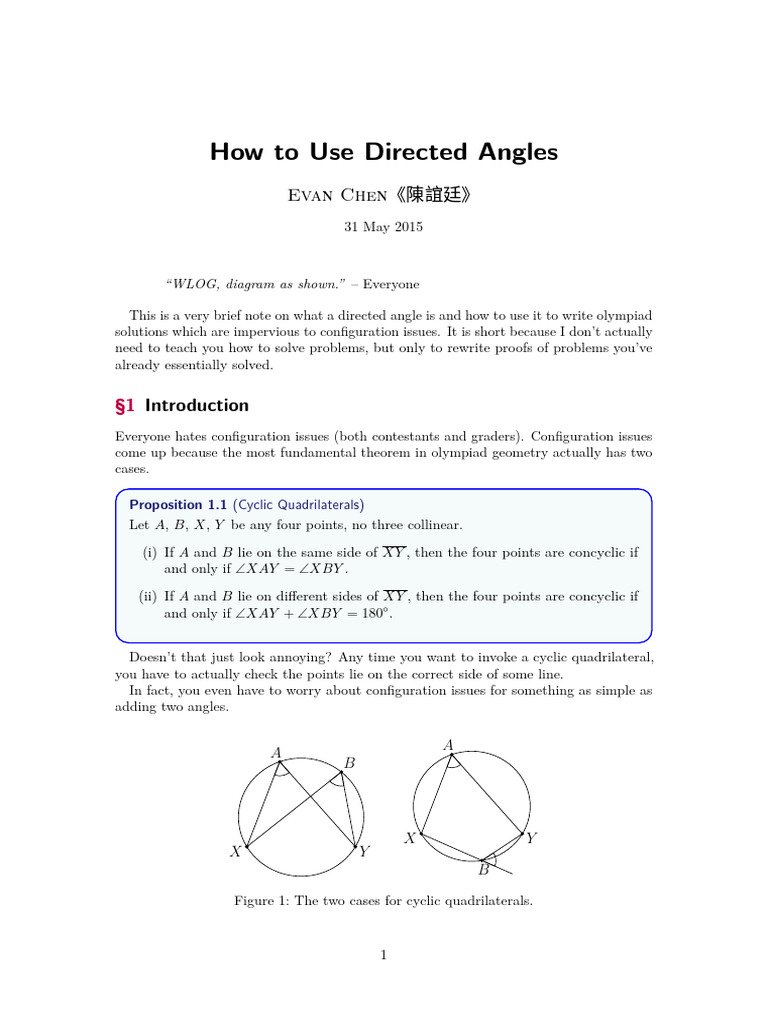 Olympiad Geometry: Directed Angles | PDF | Triangle | Theorem