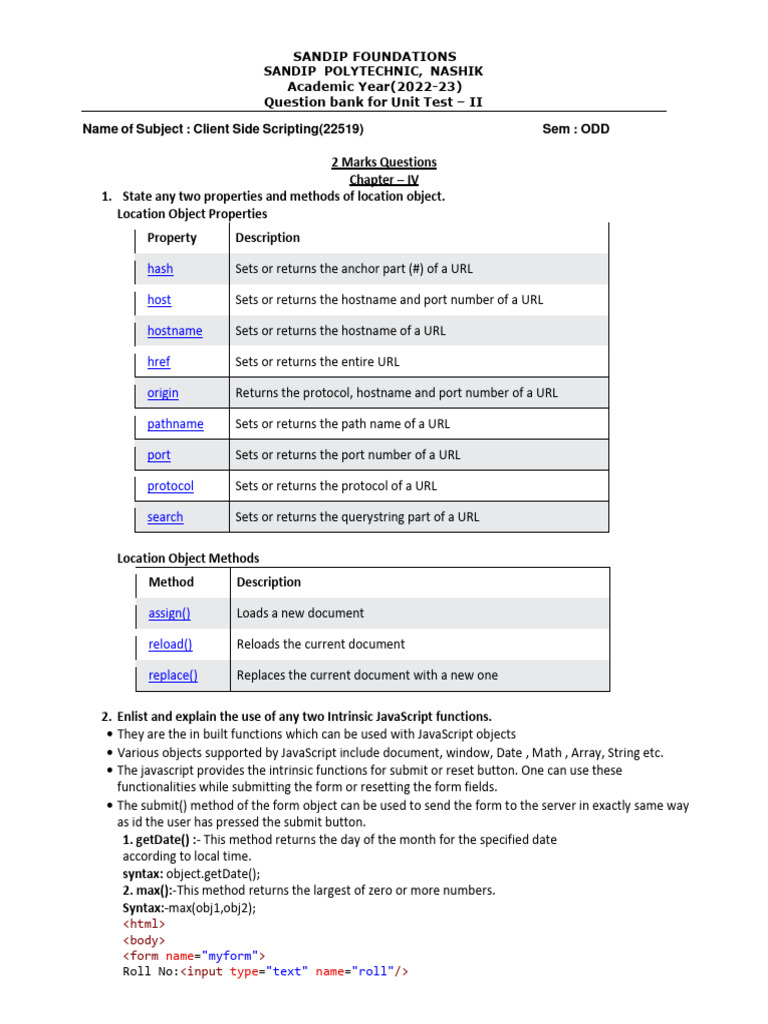 Short QB CSS-II 22-23 Solved | PDF