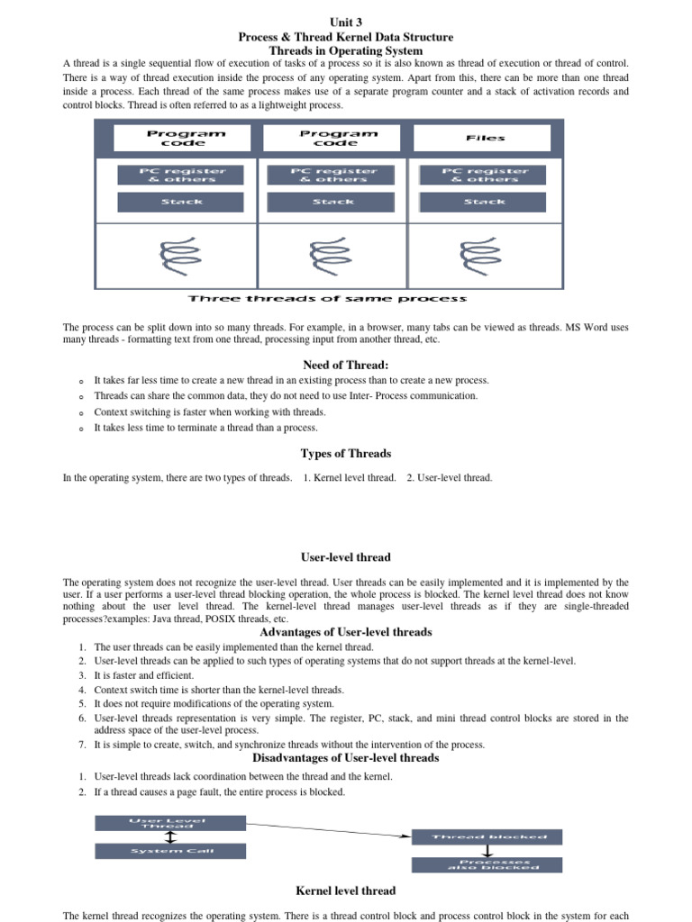 Unit 3 Process and Thread Kernel Data Structure | PDF | Thread (Computing) | Kernel (Operating ...