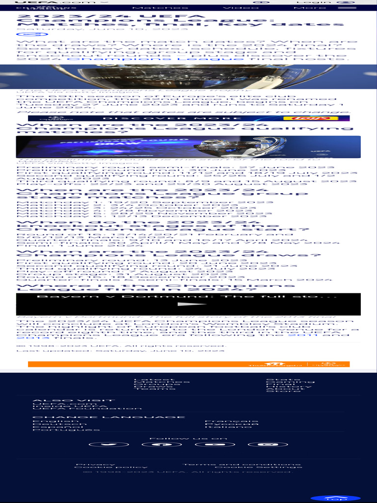 Champions League 2023/24 Schedule | PDF | Uefa Champions League ...
