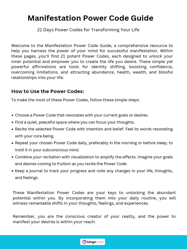 Manifestation Power Code Guide by Priya Tawde | PDF | Thought | Mind