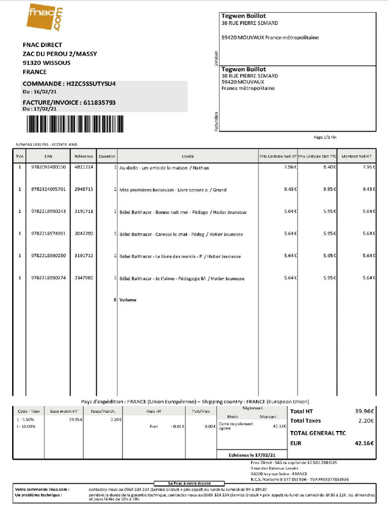 Facture Fnac | PDF