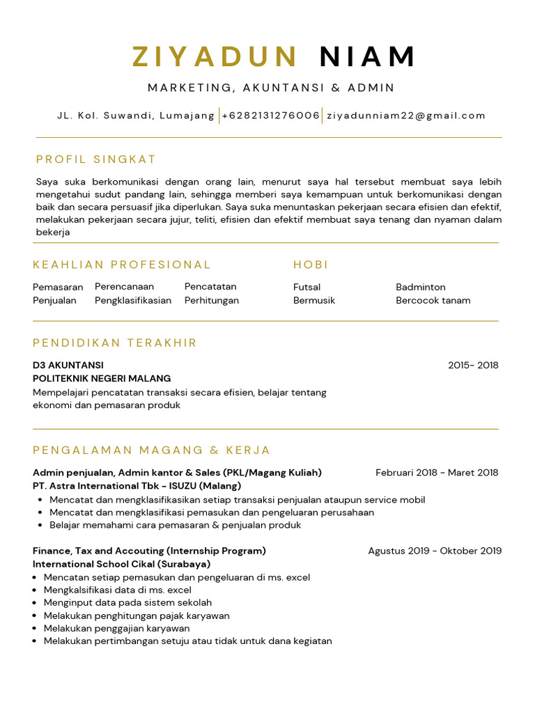 CV Formal | PDF | Bisnis