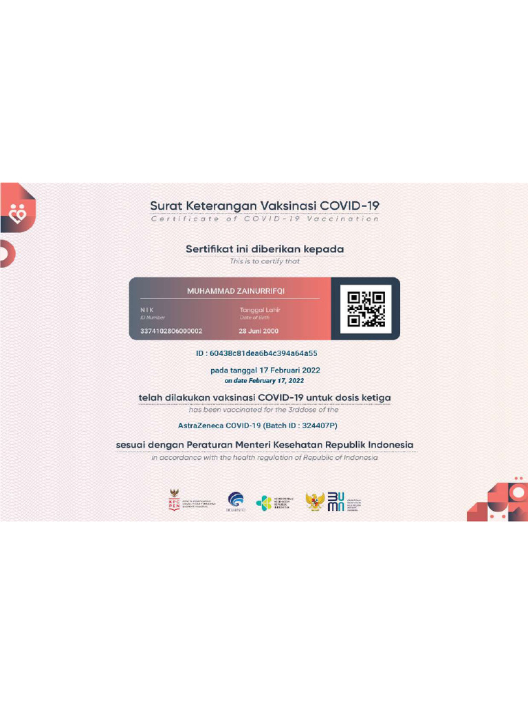 Sertifikat Vaksin 3 | PDF