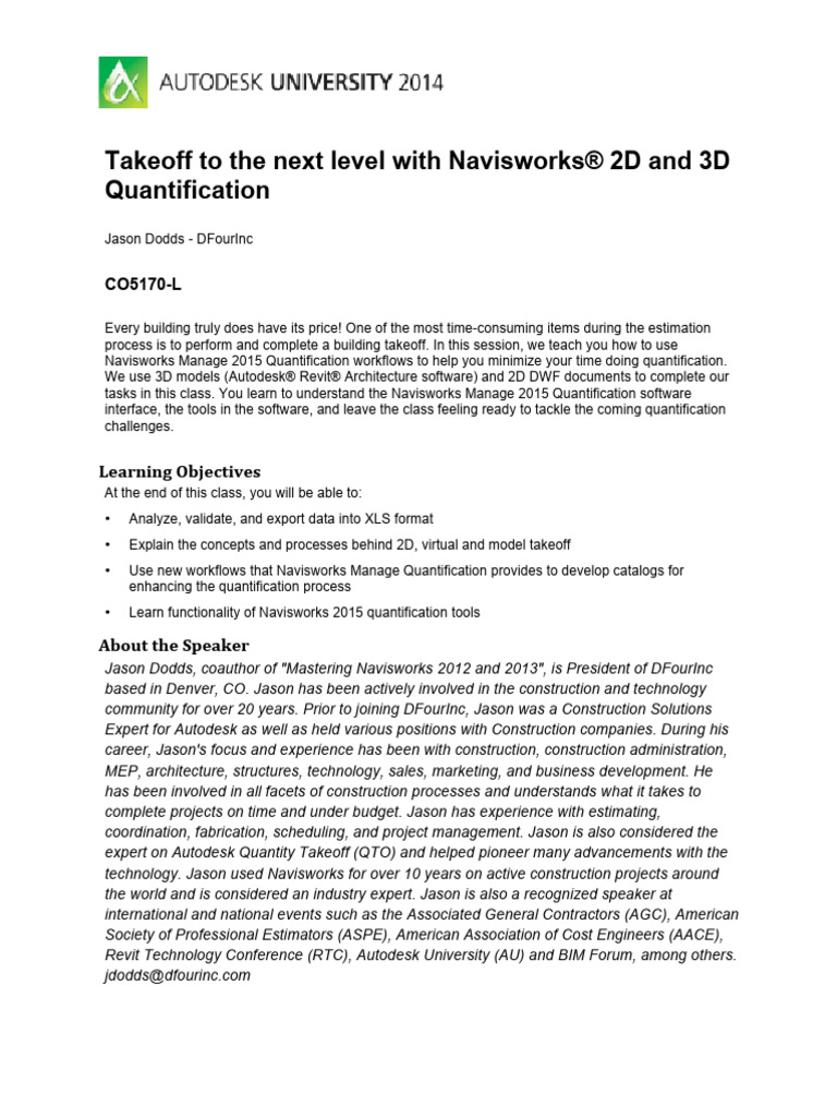Navisworks Quantification | PDF | Computing | Software