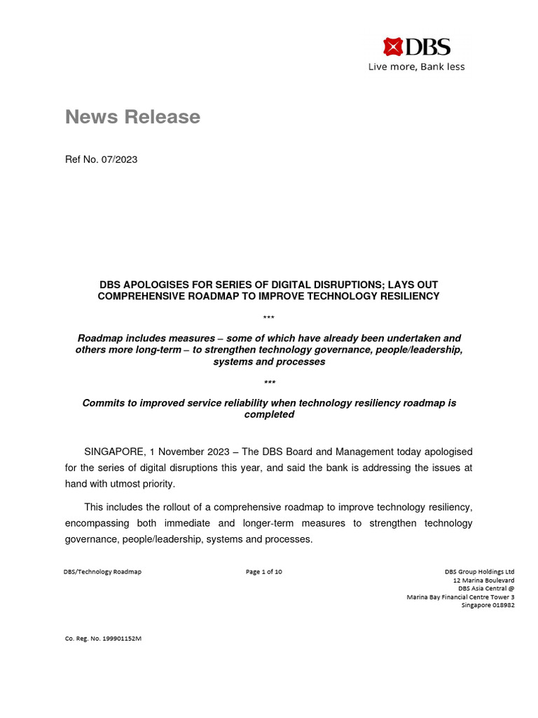 DBS Lays Out Comprehensive Roadmap To Improve Technology Resiliency ...