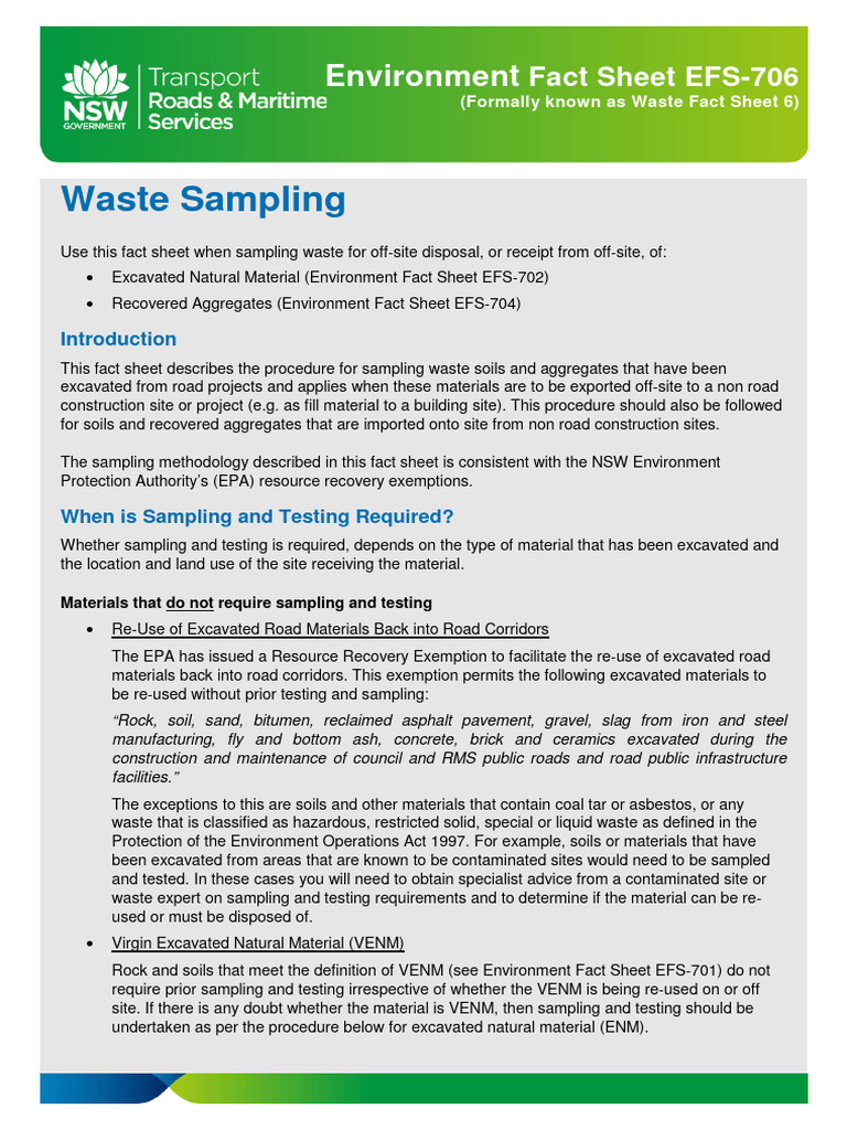 Env Fact Sheet 6 Waste Sampling | PDF | Waste | Road