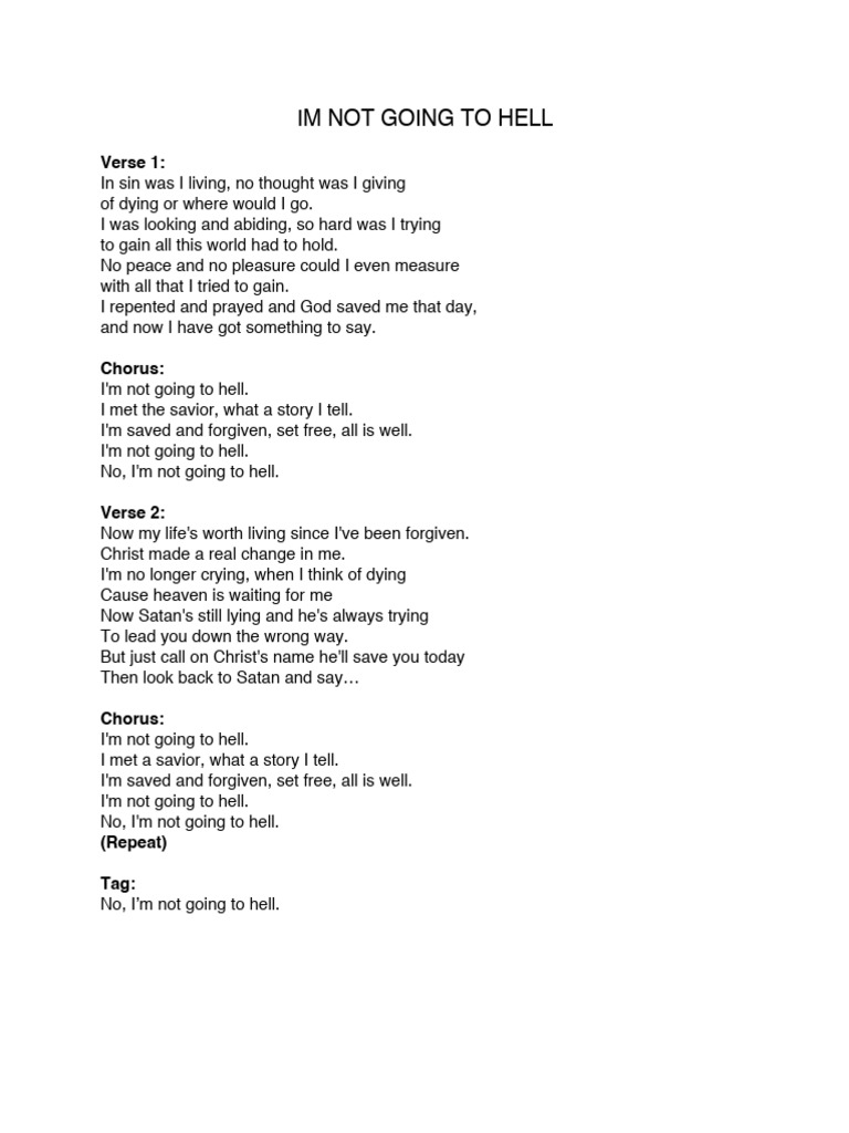 Im Not Going To Hell: Verse 1 | PDF | Religion & Spirituality