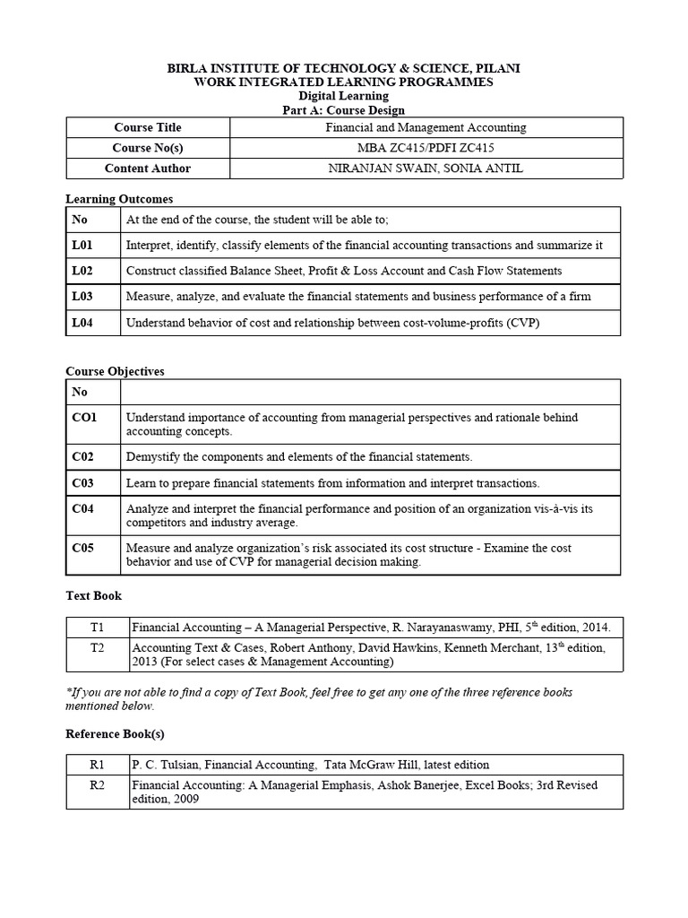 FMA - Non-Specific - MBA ZC415 COURSE HANDOUT | PDF | Debits And ...