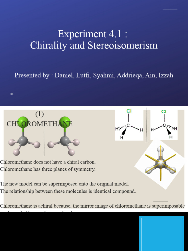 Experiment 4.1 Chirality and Stereoisomerism | PDF | Chirality (Chemistry) | Space