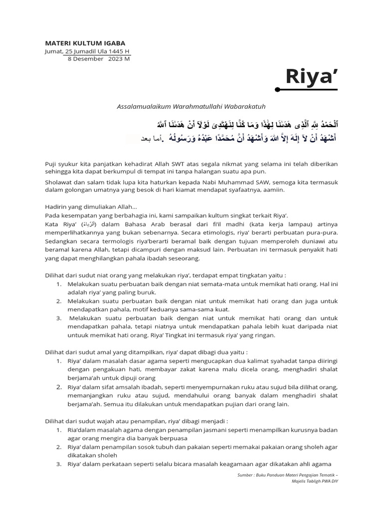 Materi Kultum IGABA | PDF