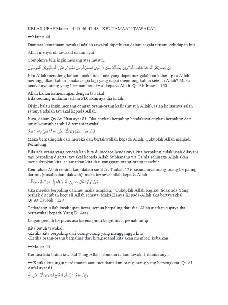 Tawakal 2 - Keutamaan Tawakal | PDF