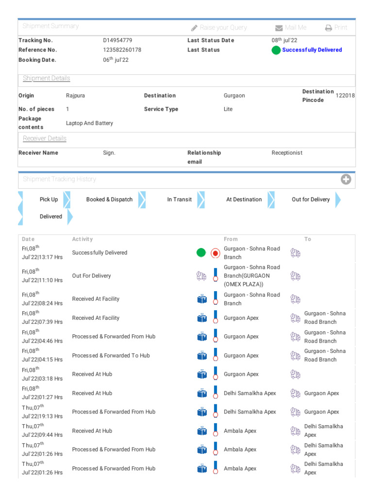 Track Shipment Status - Consignment Status - DTDC India | PDF | Freight ...