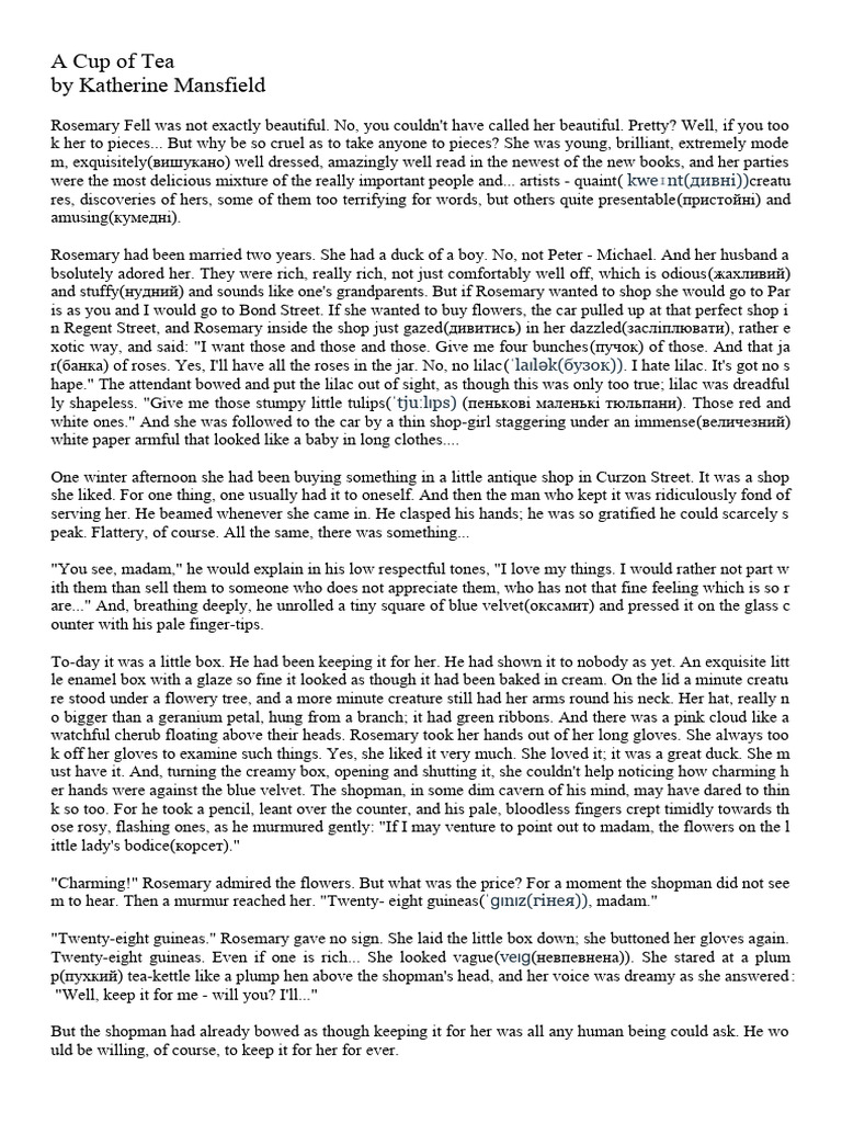 Rosemary's Encounter Over Tea | PDF